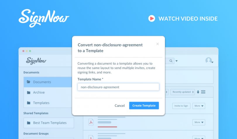 signNow allows you to reuse your documents by creating Templates ...